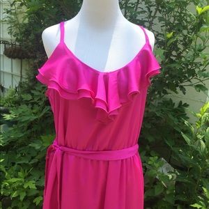Apostrophe | Dresses | Vibrant Pink Ruffled Dress | Poshmark